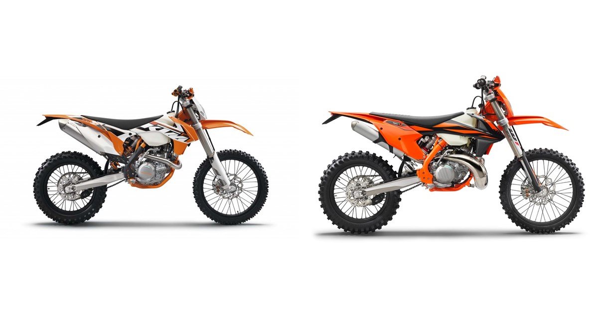Motorrad Vergleich KTM 450 EXC 2016 vs. KTM 300 EXC TPI 2019