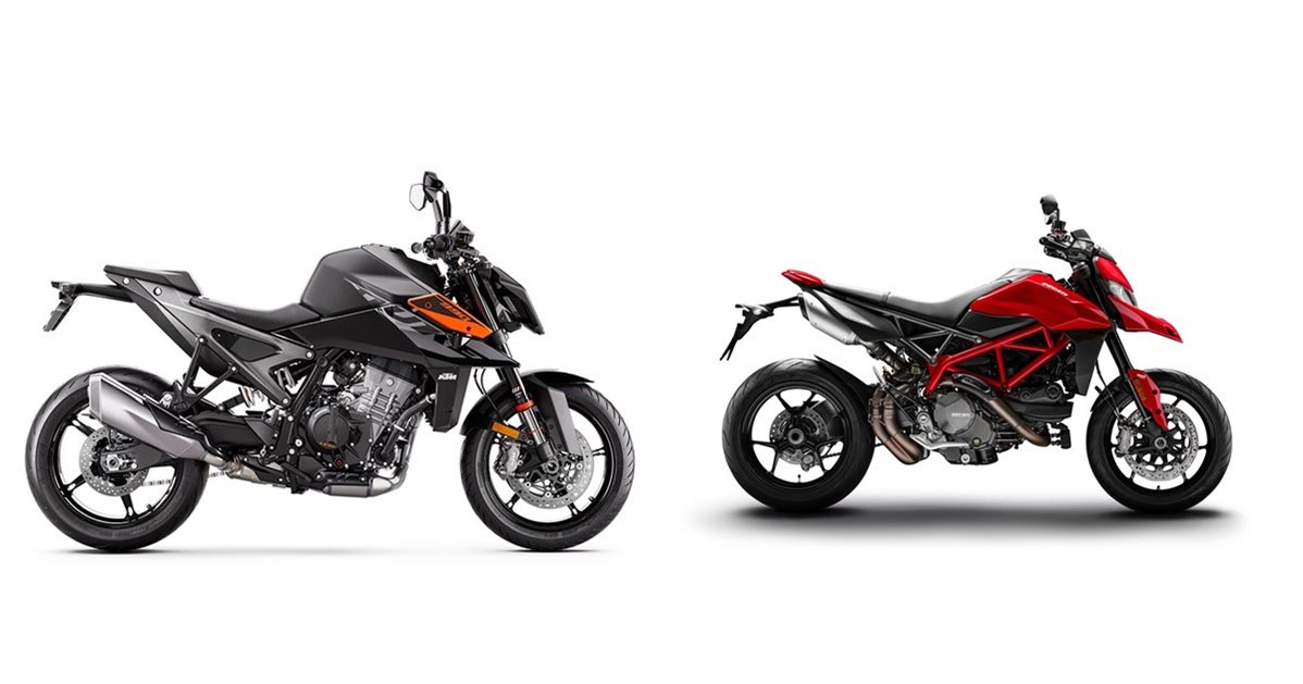 Motorrad Vergleich KTM 990 Duke 2024 vs. Ducati Hypermotard 950 2020
