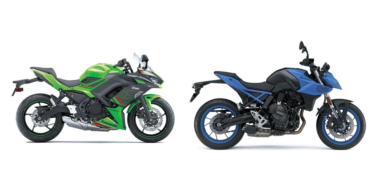 Motorrad Vergleich Kawasaki Ninja 650 2024 vs. Suzuki GSX-8S 2024