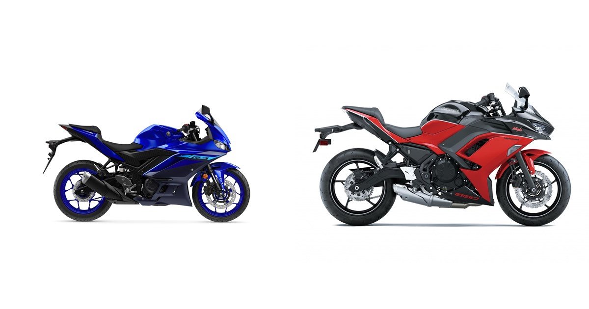 Motorrad Vergleich Yamaha R3 2024 vs. Kawasaki Ninja 650 40th ...