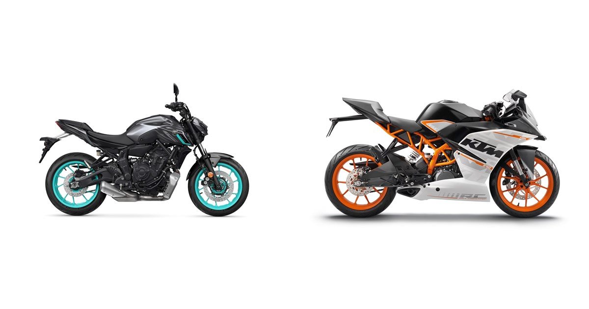 Motorrad Vergleich Yamaha MT-07 2024 vs. KTM RC 390 2015