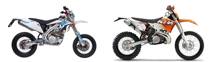 Motorrad Vergleich Zündapp ZXM 450 2020 vs. KTM 300 EXC 2010