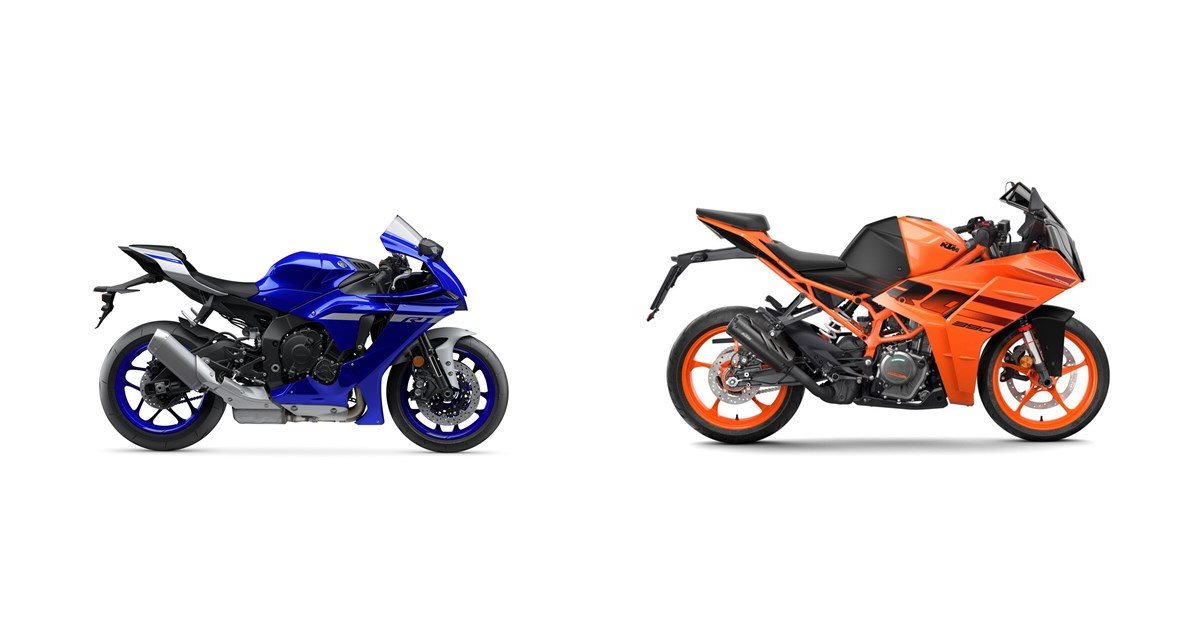 Motorrad Vergleich Yamaha R1 2021 vs. KTM RC 390 2024