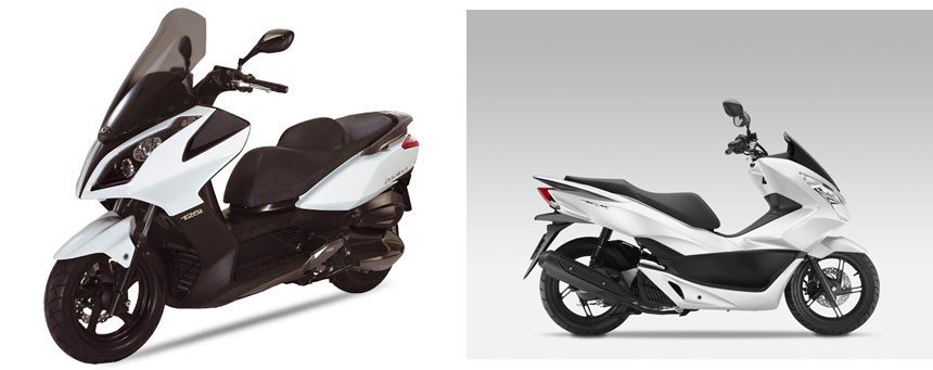 Motorrad Vergleich Kymco Downtown 125i 2012 vs. Honda PCX 125 2020