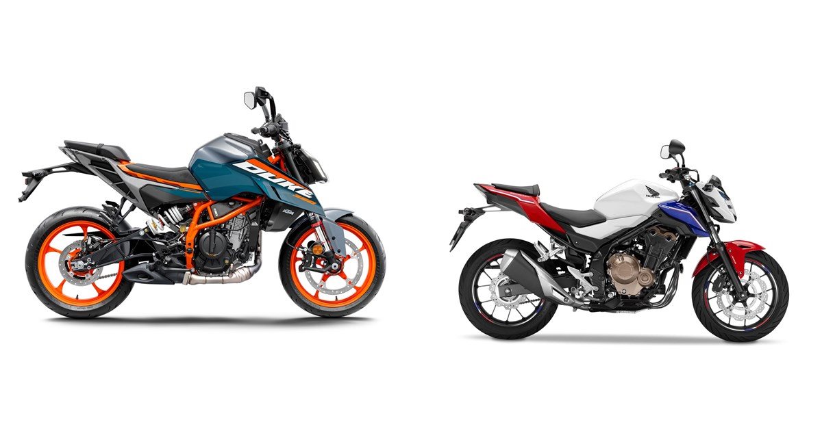 Motorrad Vergleich KTM 390 Duke 2024 vs. Honda CB500F 2018