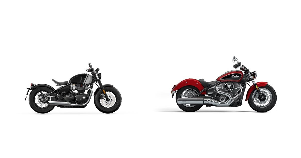 Motorrad Vergleich Triumph Bonneville Bobber 2024 vs. Indian Scout ...