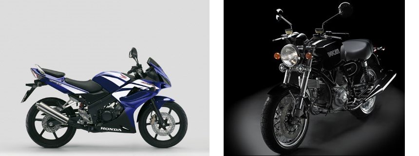 Motorrad Vergleich Honda CBR 125 R 2008 vs. Ducati GT 1000 2009
