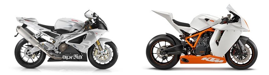 Motorrad Vergleich Aprilia RSV 1000 R (RSV Mille R) 2009 vs. KTM 1190 ...