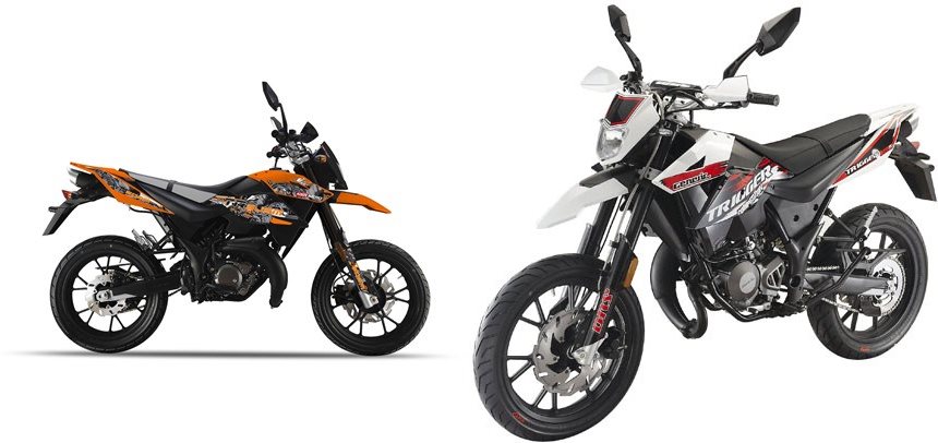 Motorrad Vergleich KSR Moto TR 50 SM 2018 vs. KSR Moto Trigger 50 SM Competition 2012