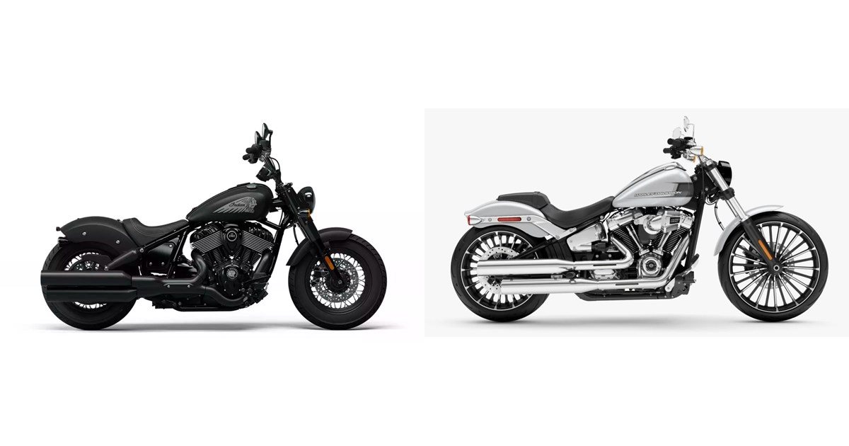 Motorrad Vergleich Indian Chief Bobber Dark Horse 2024 vs. Harley-Davidson Softail Breakout 117 2024