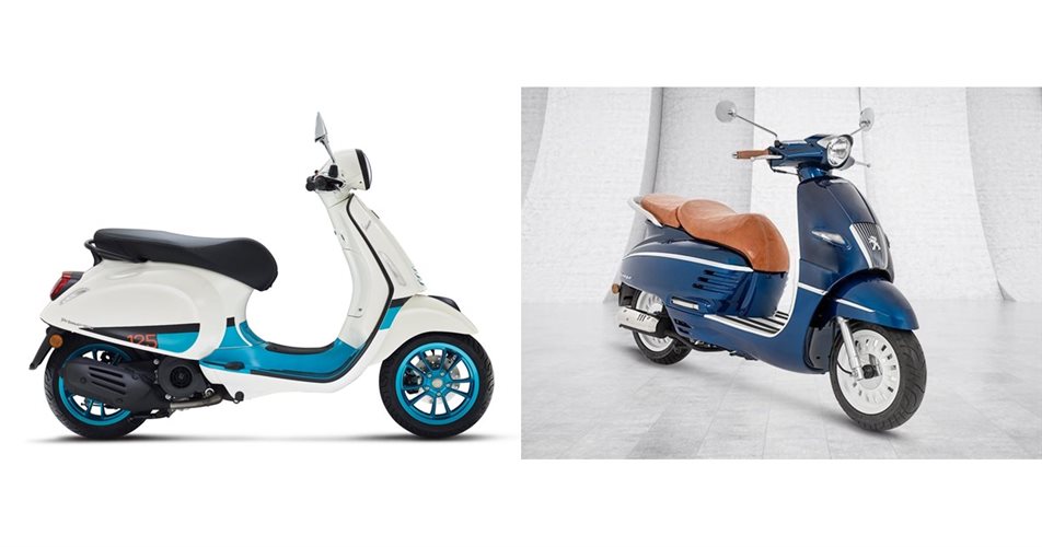 Motorrad Vergleich Vespa Primavera 125 Color Vibe 2024 vs. Peugeot Django 125 ABS 2024