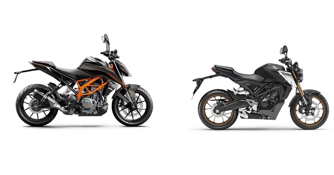 Motorrad Vergleich KTM 390 Duke 2023 vs. Honda CB125R 2024