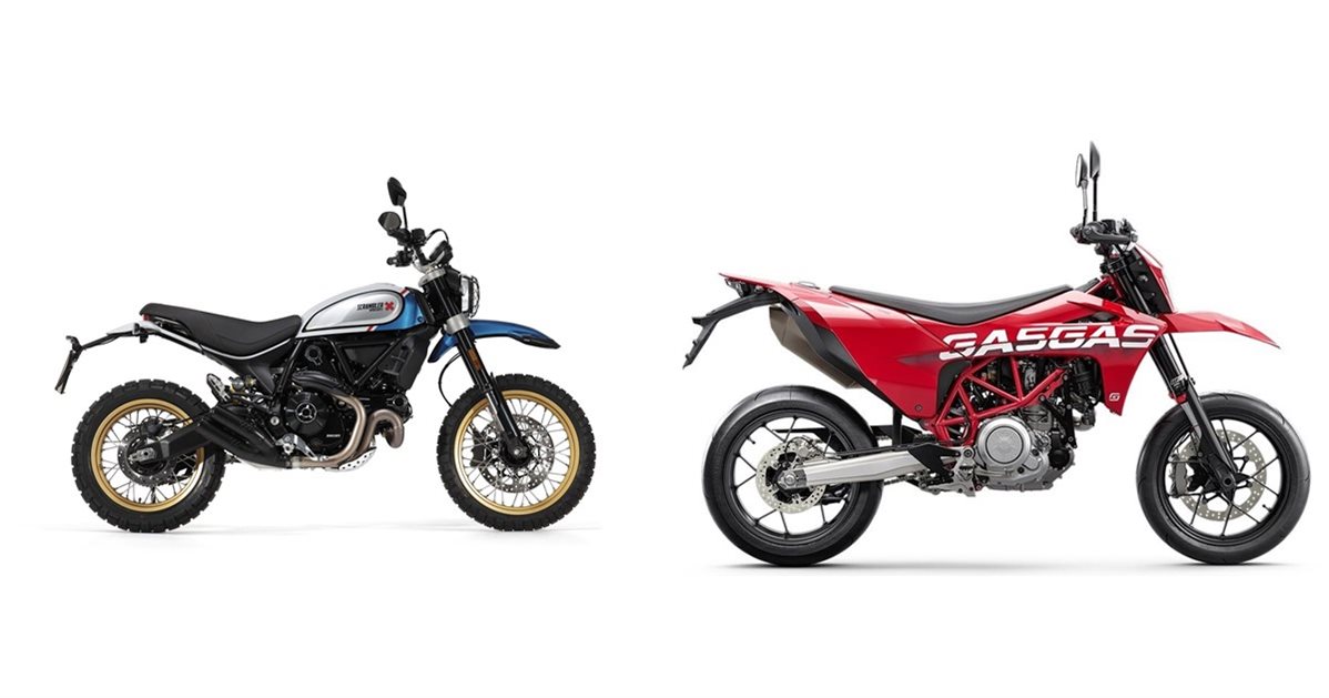 Motorrad Vergleich Ducati Scrambler Desert Sled 2022 vs. GASGAS SM 700 2024