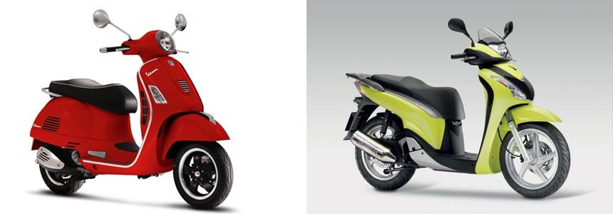 Motorrad Vergleich Vespa GTS 125 ie Super 2009 vs. Honda SH125i 2009