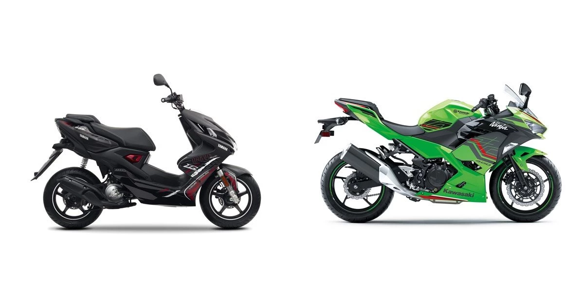 Motorrad Vergleich Yamaha Aerox Naked 2018 vs. Kawasaki Ninja 400 2023