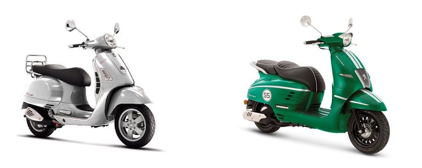 Motorrad Vergleich Vespa GTS 125 2009 vs. Peugeot Django 125 ABS Sport 2022