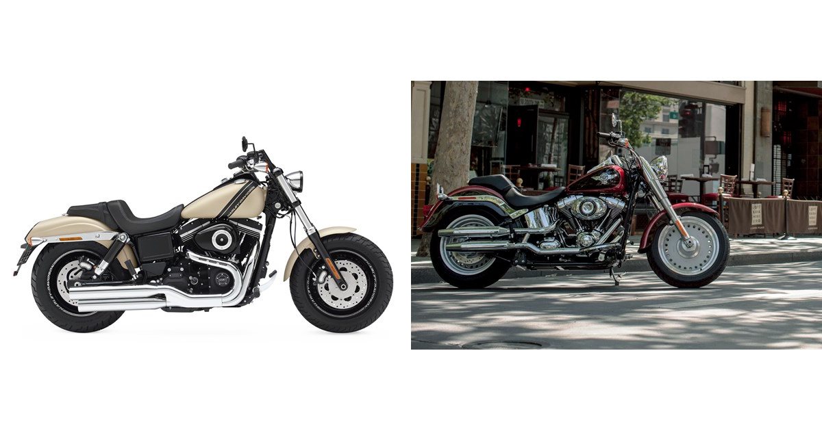 Motorrad Vergleich Harley-Davidson Dyna Fat Bob FXDF 2015 vs. Harley-Davidson Softail Fat Boy ...
