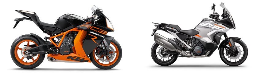 Motorrad Vergleich KTM 1190 RC8 R 2012 vs. KTM 1290 Super Adventure S 2023