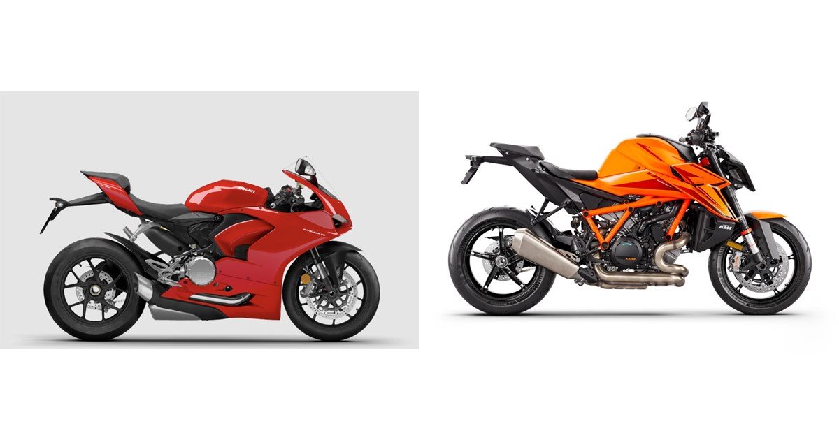 Ducati Panigale V2 2024 vs KTM 1390 Super Duke R 2024