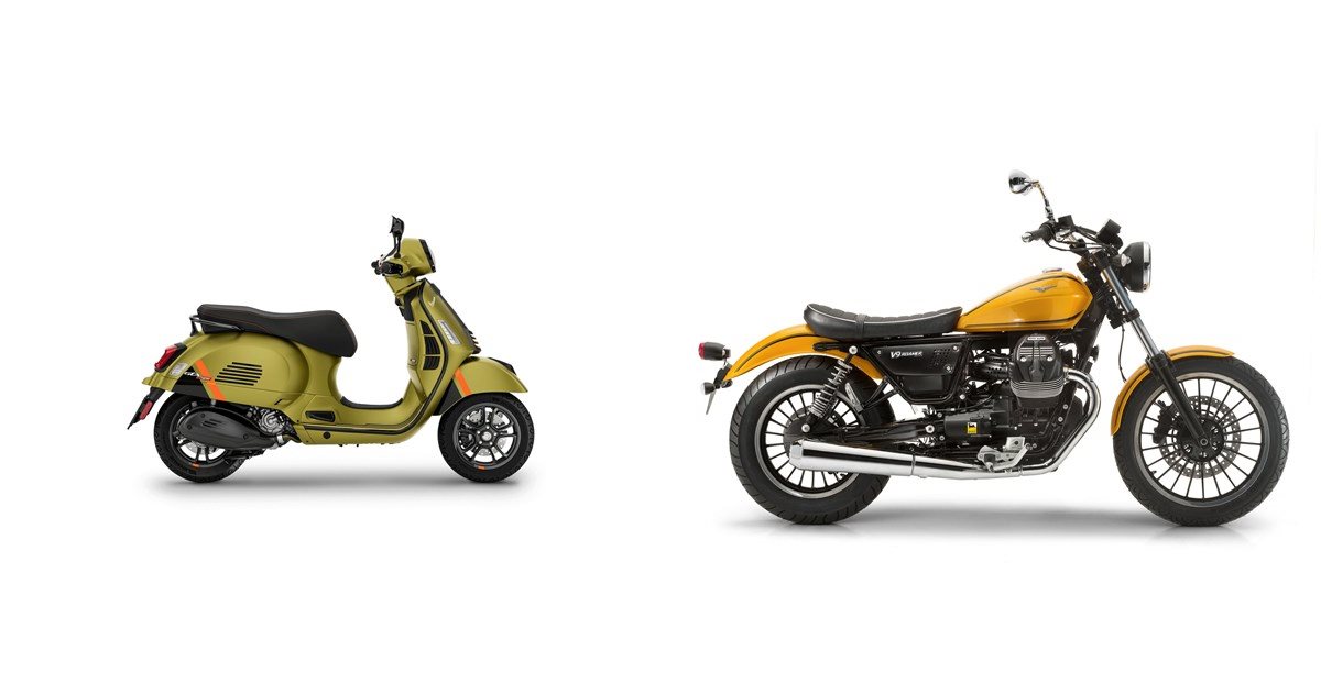 Motorrad Vergleich Vespa GTS 300 Super Sport 2023 vs. Moto Guzzi V9 ...