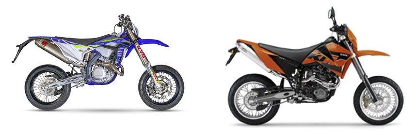 Motorrad Vergleich Sherco 500 SM Factory 2024 vs. KTM 660 SMC 2006