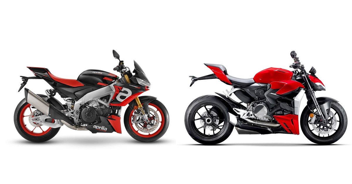 Motorrad Vergleich Aprilia Tuono V4 1100 Factory 2021 vs. Ducati Streetfighter V2 2023