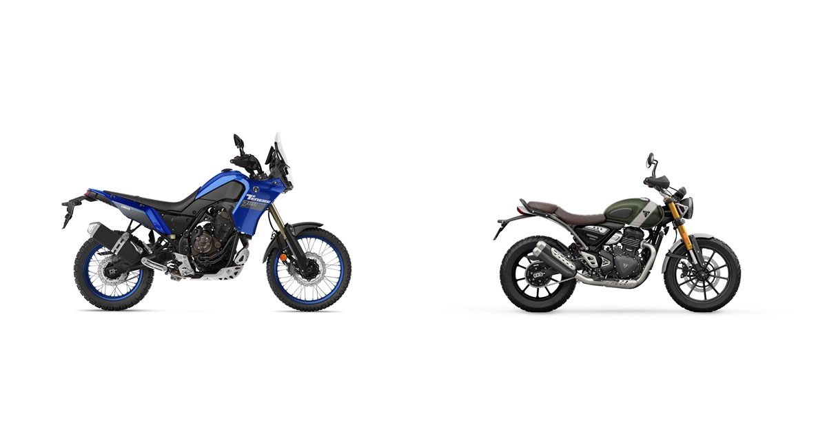 Motorrad Vergleich Yamaha Tenere 700 2024 vs. Triumph Scrambler 400 X 2024