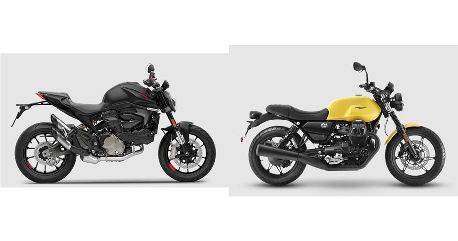 Motorrad Vergleich Ducati Monster 2023 vs. Moto Guzzi V7 Stone 2023
