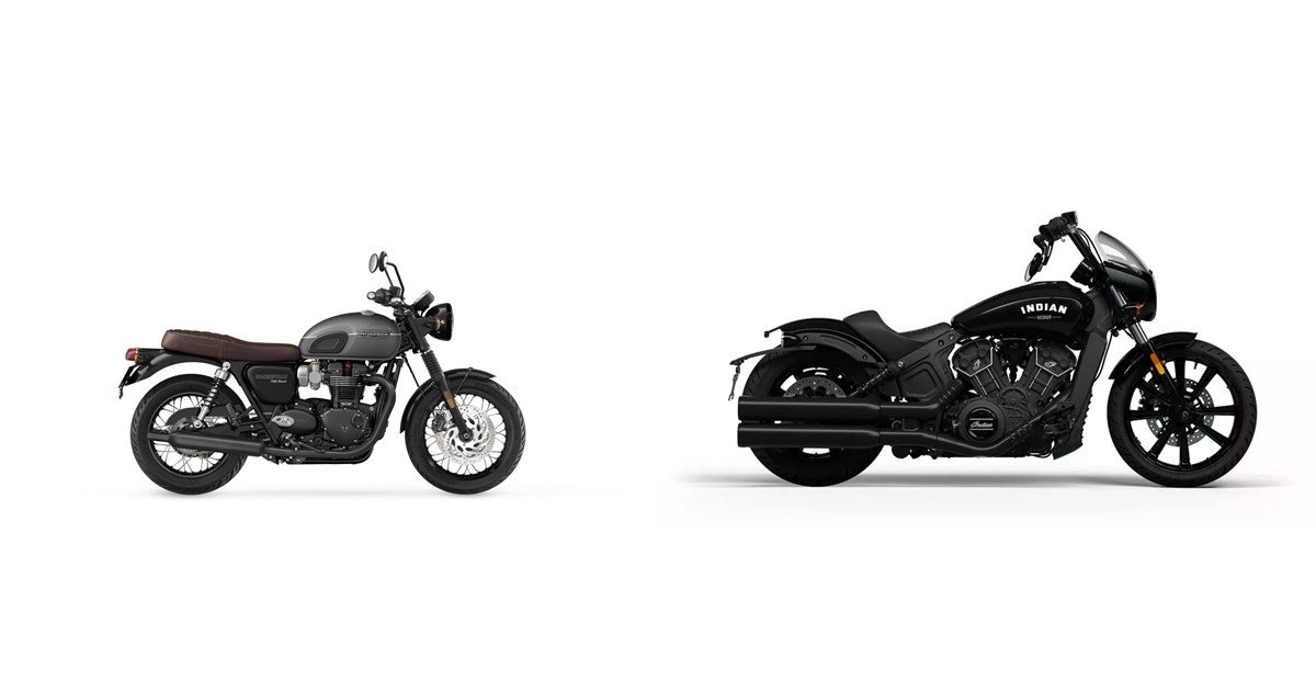 Motorrad Vergleich Triumph Bonneville T120 Black 2024 vs. Indian Scout ...