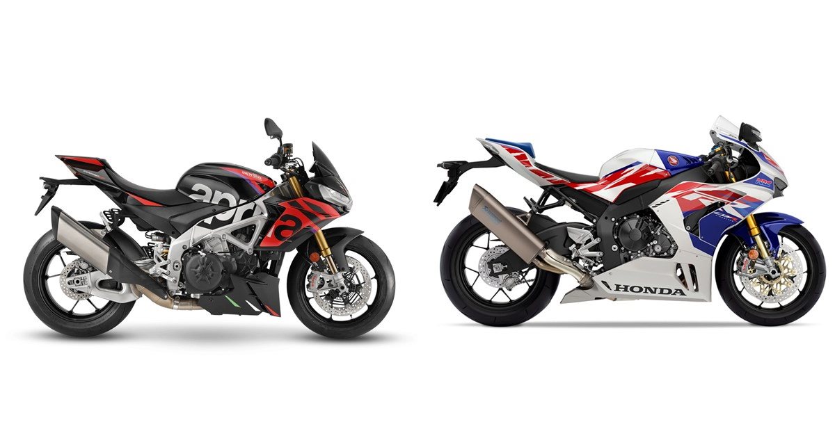 Motorrad Vergleich Aprilia Tuono V4 1100 Factory 2024 vs. Honda CBR1000RR-R Fireblade SP 30th ...