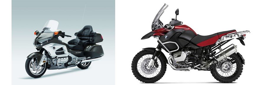 Motorrad Vergleich Honda GL 1800 Goldwing 2013 vs. BMW R 1200 GS ...