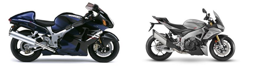 Motorrad Vergleich Suzuki GSX 1300 R Hayabusa 2006 vs. Aprilia Tuono V4 ...