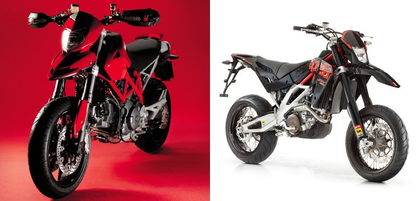 Motorrad Vergleich Ducati Hypermotard 1100 2009 vs. Aprilia SXV 550 ...
