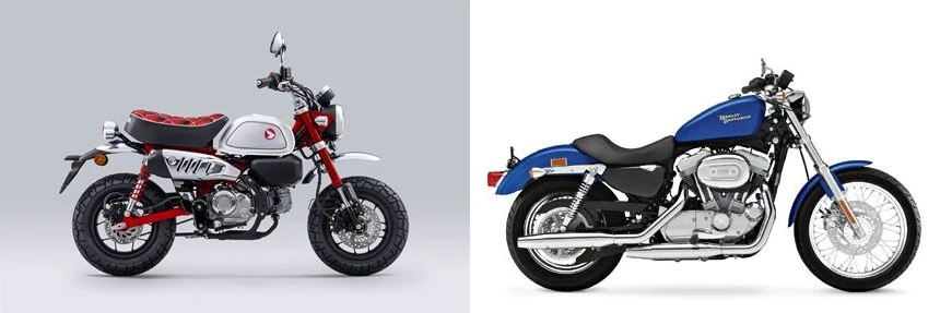 Motorrad Vergleich Honda Monkey 125 2024 vs. Harley-Davidson Sportster ...