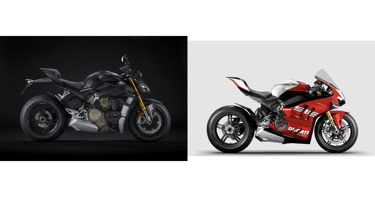 Motorrad Vergleich Ducati Streetfighter V4 S 2021 vs. Ducati Panigale V4 SP2 30° Anniversario ...