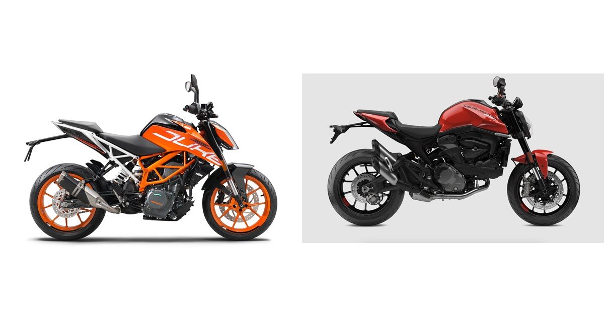 Motorrad Vergleich KTM 390 Duke 2020 vs. Ducati Monster 2024