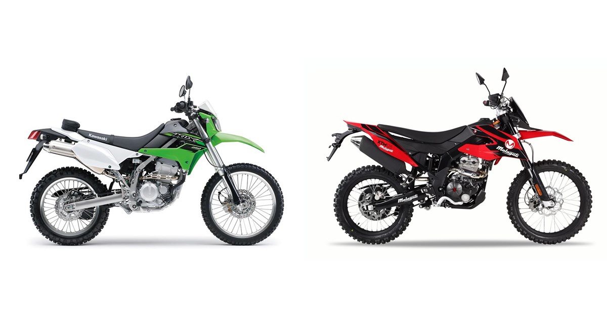 Motorrad Vergleich Kawasaki KLX 250 2017 vs. Malaguti XTM 125 Enduro 2022