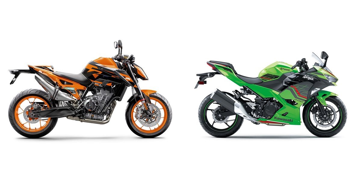 Motorrad Vergleich KTM 890 Duke GP 2023 vs. Kawasaki Ninja 400 2023