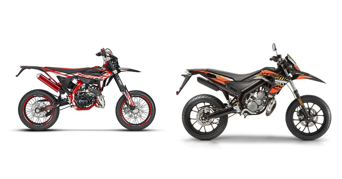 Motorrad Vergleich Beta RR 50 Motard Track 2024 vs. Derbi Senda DRD X ...