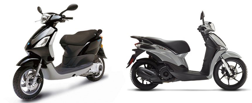 Motorrad Vergleich Piaggio Fly 125 2010 vs. Piaggio Liberty 125 S 2021