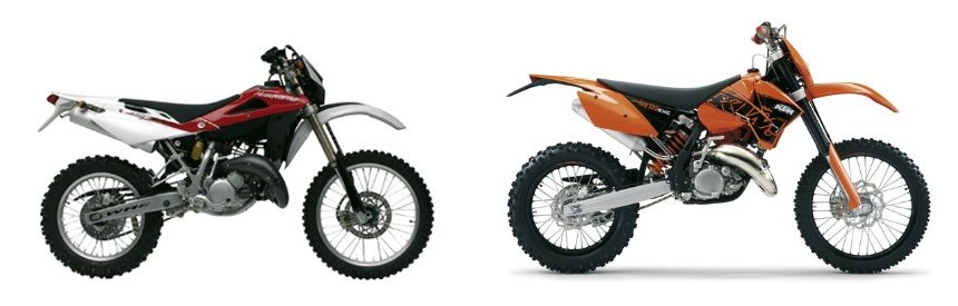 Motorrad Vergleich Husqvarna WRE 125 2007 vs. KTM 125 EXC 2007