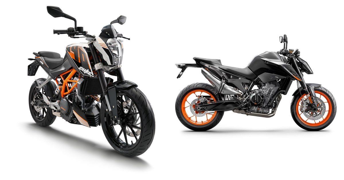 Motorrad Vergleich KTM 390 Duke 2014 vs. KTM 890 Duke 2022