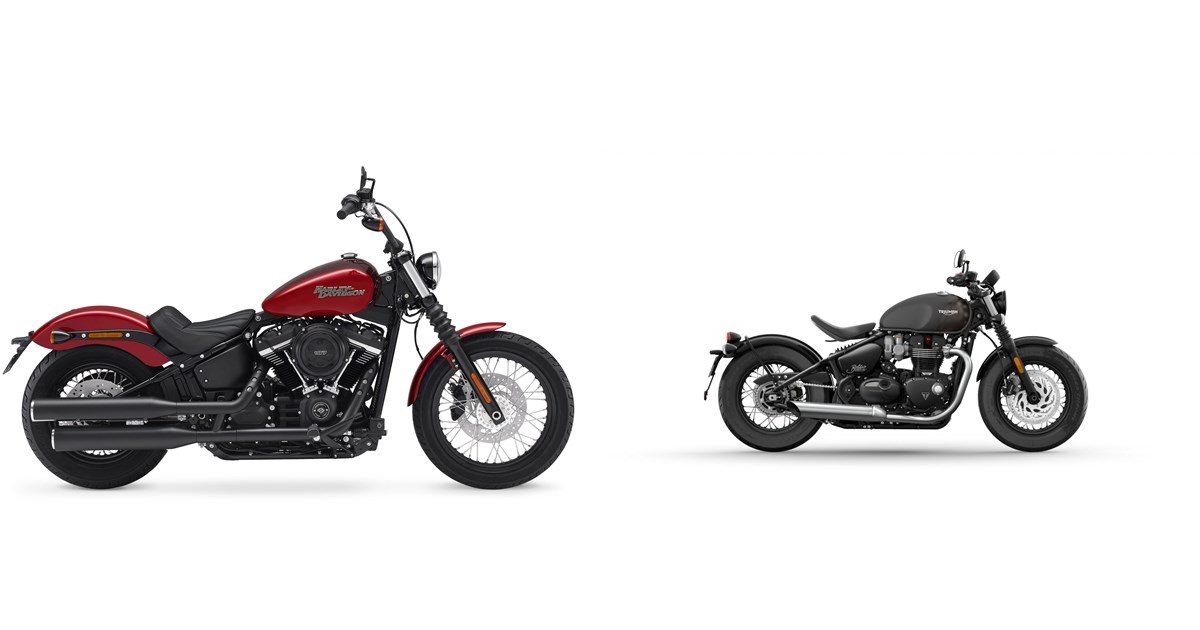 Harley-Davidson Softail Street Bob FXBB 2018 vs Triumph Bonneville ...