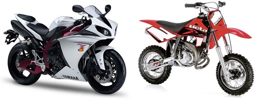 Motorrad Vergleich Yamaha R1 2009 vs. Beta Minicross R10 2009