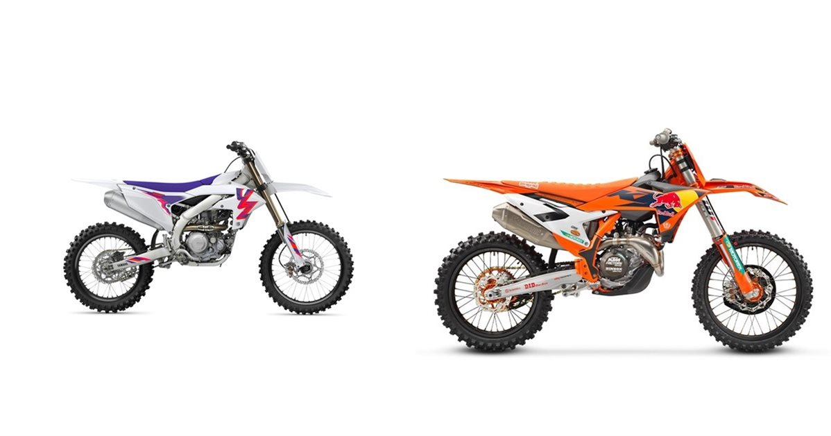 Motorrad Vergleich Yamaha YZ450F 50th Anniversary 2024 vs. KTM 450 SX-F ...