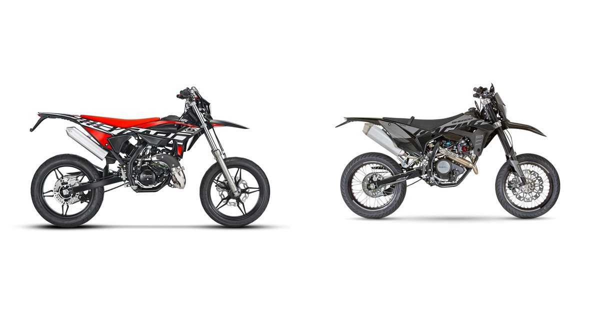 Motorrad Vergleich Beta RR 50 Motard 2022 vs. Sherco 125 4-Takt SM ...