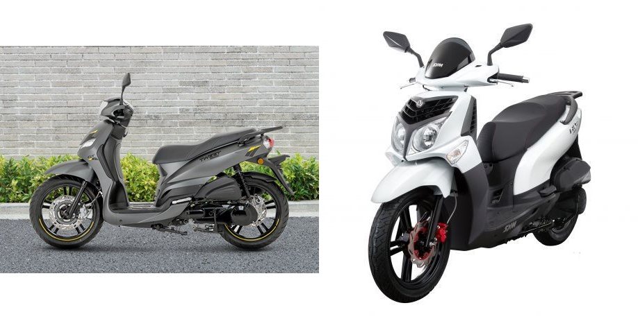Motorrad Vergleich Peugeot Tweet 200 GT 2022 vs. Sym HD II 125 2017