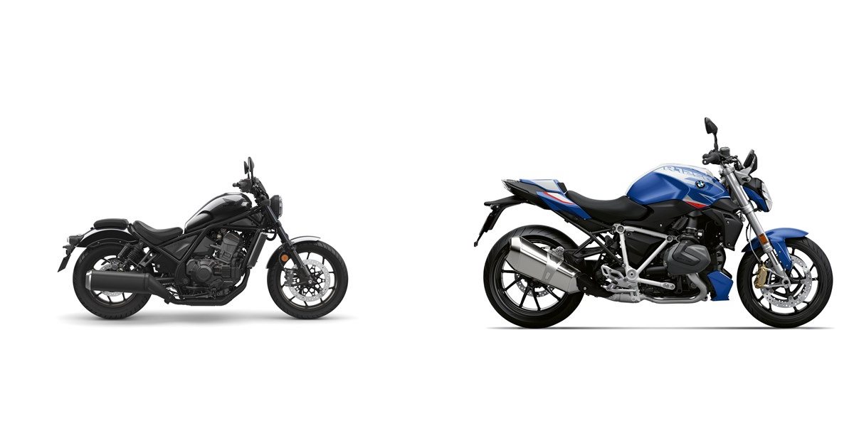 Motorrad Vergleich Honda CMX1100 Rebel DCT 2022 vs. BMW R 1250 R 2023