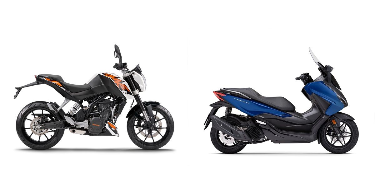 Confronto tra moto KTM 125 Duke 2014 VS. Honda Forza 125 2024