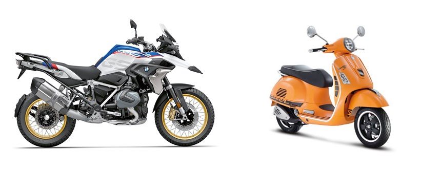 BMW R 1250 GS 2022 vs Vespa GTS 300 i.e. Super Sport 2012